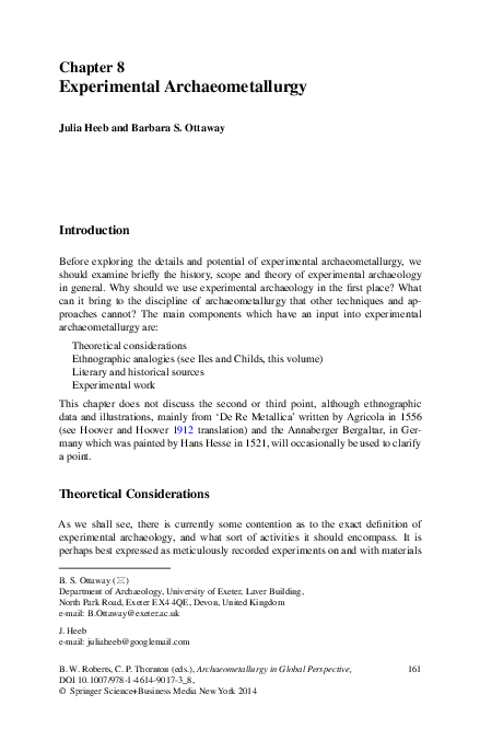 (PDF) Experimental Archaeometallurgy