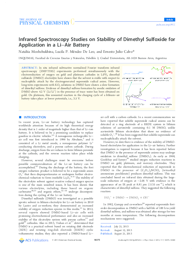 (PDF) Infrared Spectroscopy Studies on Stability of Dimethyl Sulfoxide ...
