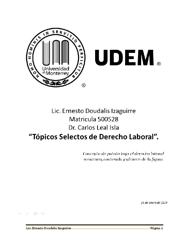 (PDF) Concepto de patron bajo el derecho laboral mexicano