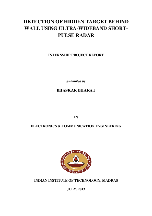 (PDF) DETECTION OF HIDDEN TARGET BEHIND WALL USING ULTRA-WIDEBAND SHORT ...