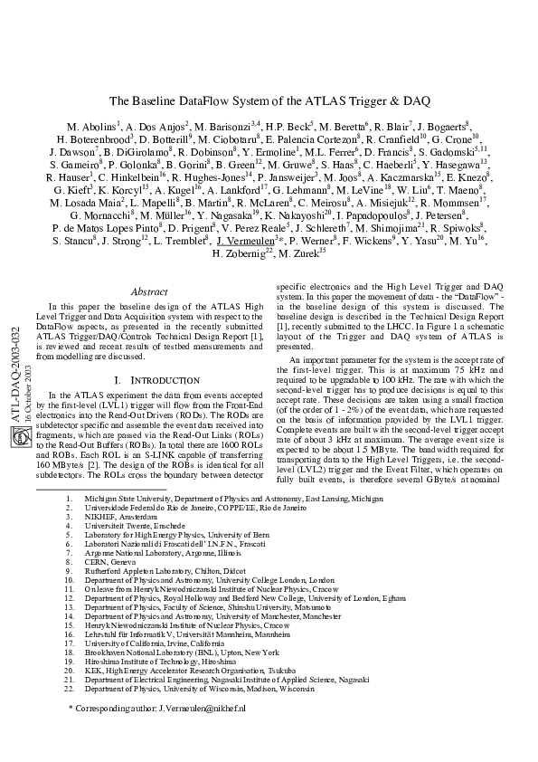 (PDF) The baseline dataflow system of the ATLAS trigger and DAQ