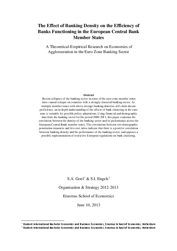 (PDF) The Effect of Banking Density on the Efficiency of Banks ...