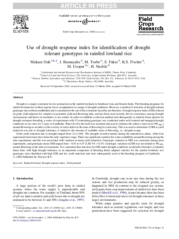 (PDF) Use of drought response index for identification of drought ...