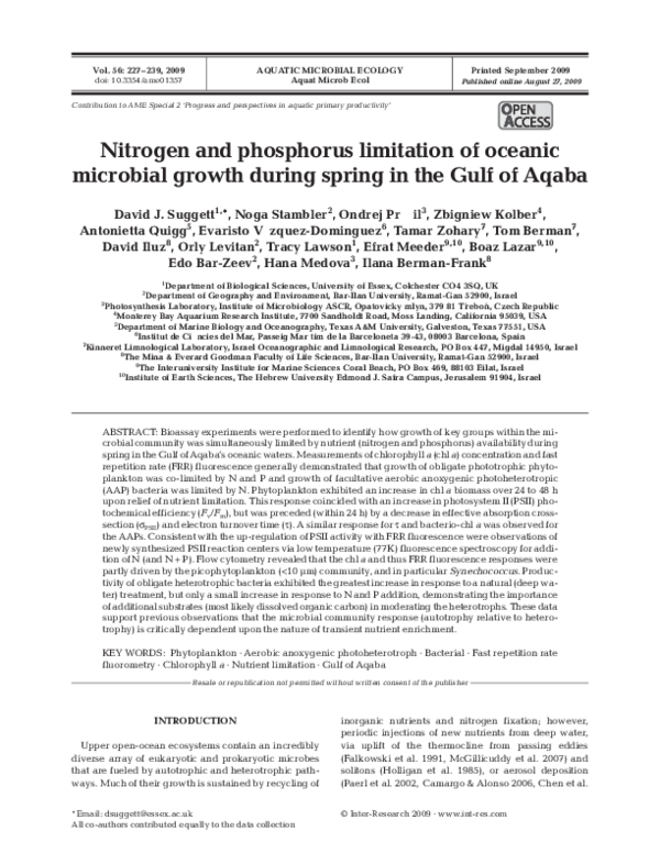 (PDF) AQUATIC MICROBIAL ECOLOGY Aquat Microb Ecol INTRODUCTION