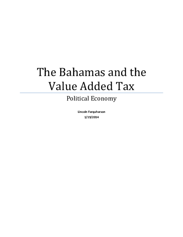 (PDF) The Bahamas and the Value Added Tax