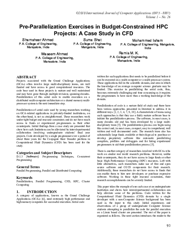 (PDF) Pre-Parallelization Exercises in Budget-Constrained HPC Projects ... (PDF) Pre-Parallelization Exercises in Budget-Constrained HPC Projects ...