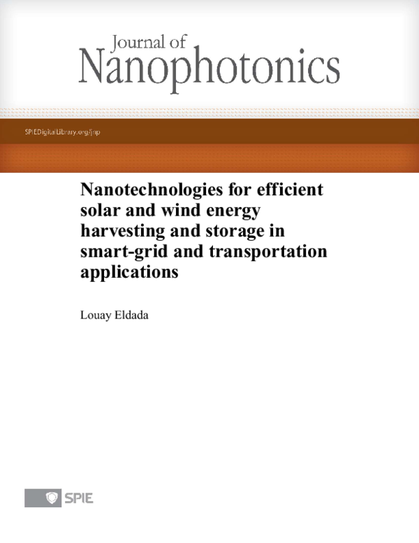 (PDF) Nanotechnologies for efficient solar and wind energy harvesting ...