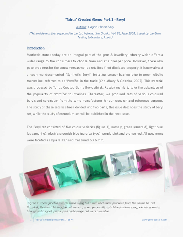 (PDF) Tairus Created Gems Part 1 Beryl