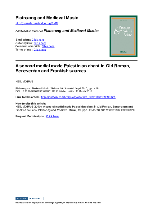 (PDF) A second medial mode Palestinian chant in Old Roman, Beneventan ...