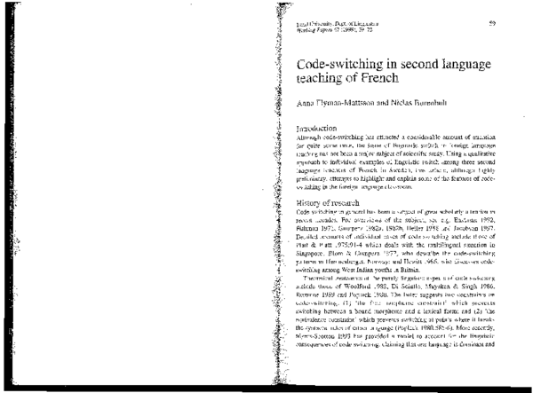 (PDF) Code-switching in second language teaching of French