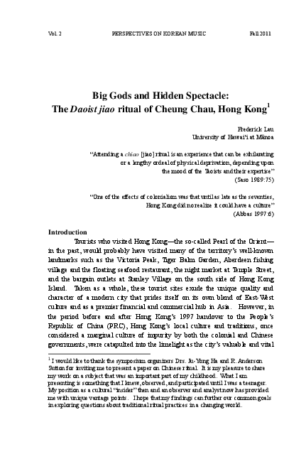 (PDF) Big Gods and Hidden Spectacle: The Daoist jiao ritual of