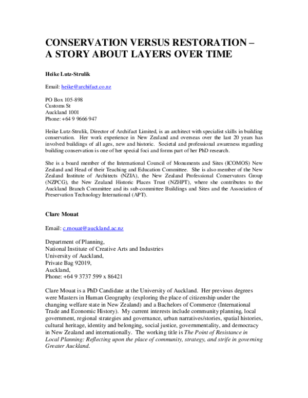 (PDF) Conservation versus Restoration - A Story about Layers over Time.