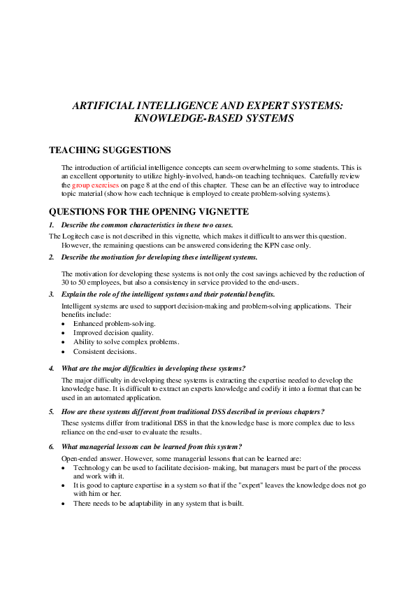(PDF) ARTIFICIAL INTELLIGENCE AND EXPERT SYSTEMS: KNOWLEDGE-BASED ...