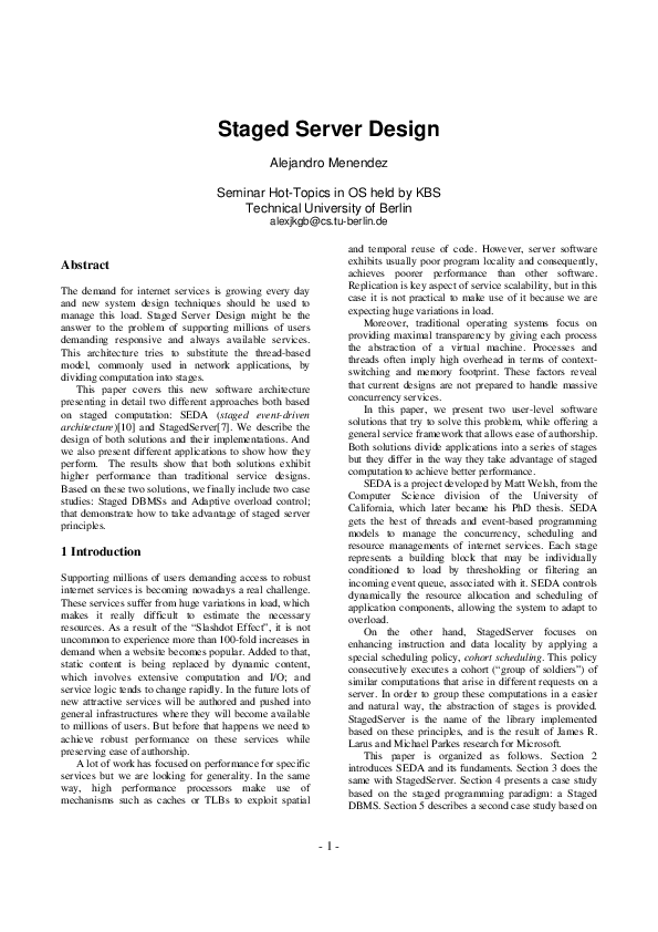 (PDF) Staged Server Design