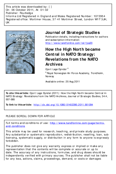 (PDF) How the High North became Central in NATO Strategy: Revelations ...