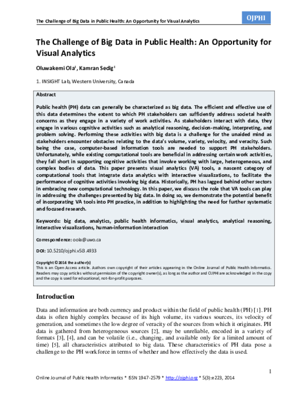 (PDF) The Challenge of Big Data in Public Health: An Opportunity for ...