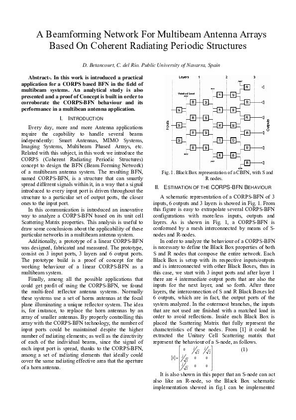 (PDF) A Beamforming Network For Multibeam Antenna Arrays Based On Coherent Radiating Periodic ...