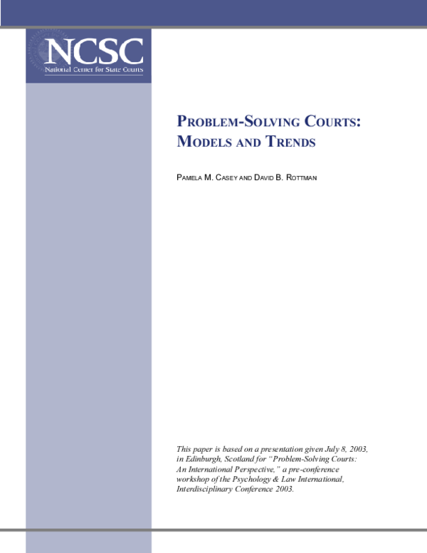 (PDF) Problem-Solving Courts: Models and Trends