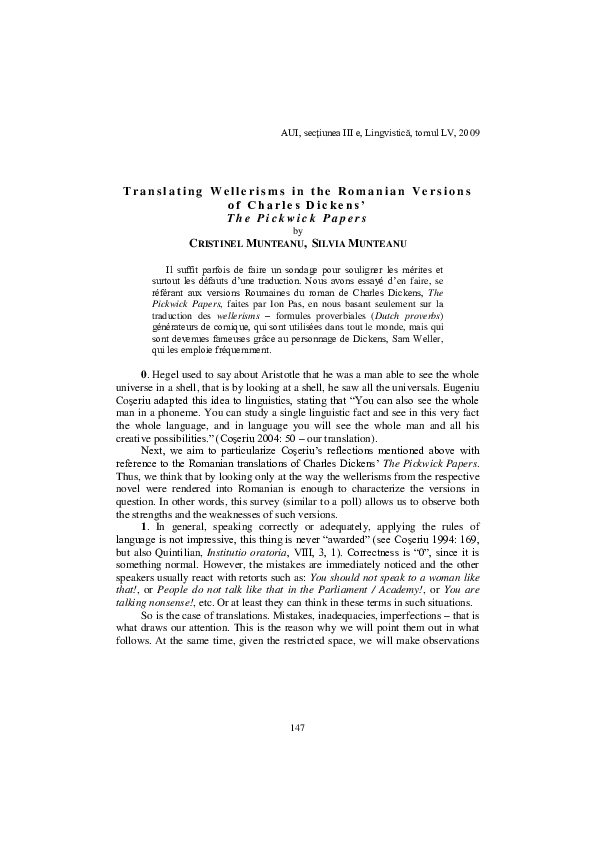 Translating Wellerisms in the Romanian Versions of Charles Dickens’ The ...