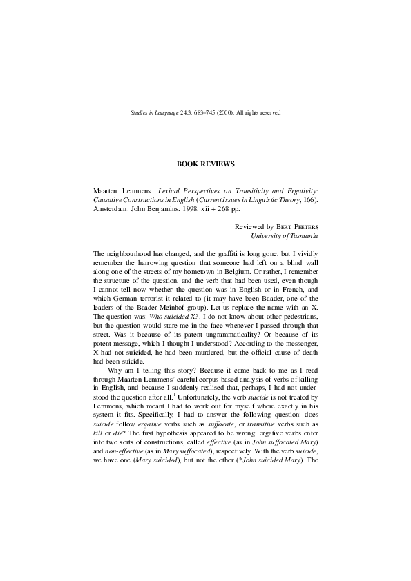 (PDF) Lemmens, Maarten. 1998. Lexical perspectives on transitivity and ...
