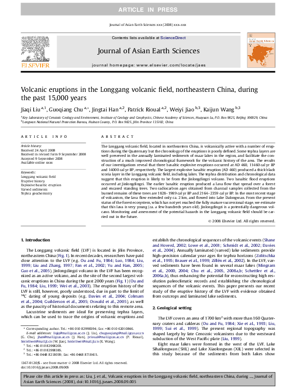 (PDF) Volcanic eruptions in the Longgang volcanic field, northeastern ...