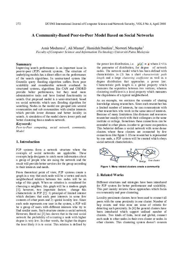 (PDF) A Community-Based Peer-to-Peer Model Based on Social Networks