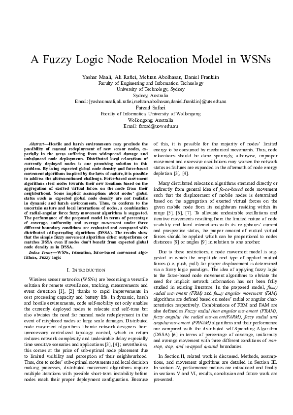 Pdf A Fuzzy Logic Node Relocation Model In Wsns