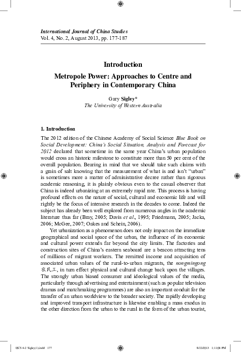 (PDF) Metropole Power: Approaches to Centre and Periphery in ...