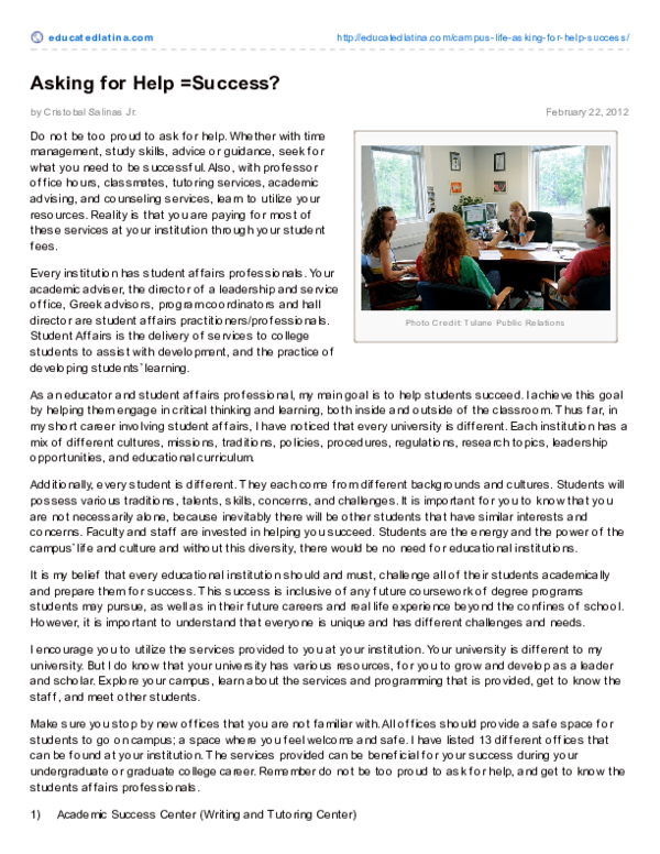 (PDF) Asking for help = Success?