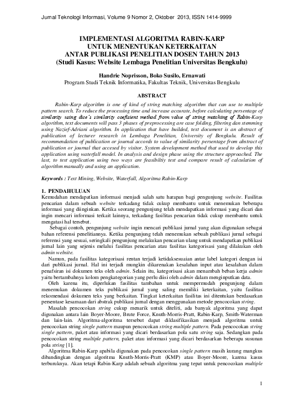 (DOC) Implementasi Algoritma Rabin-Karp - Paper - UNIB Rev 1