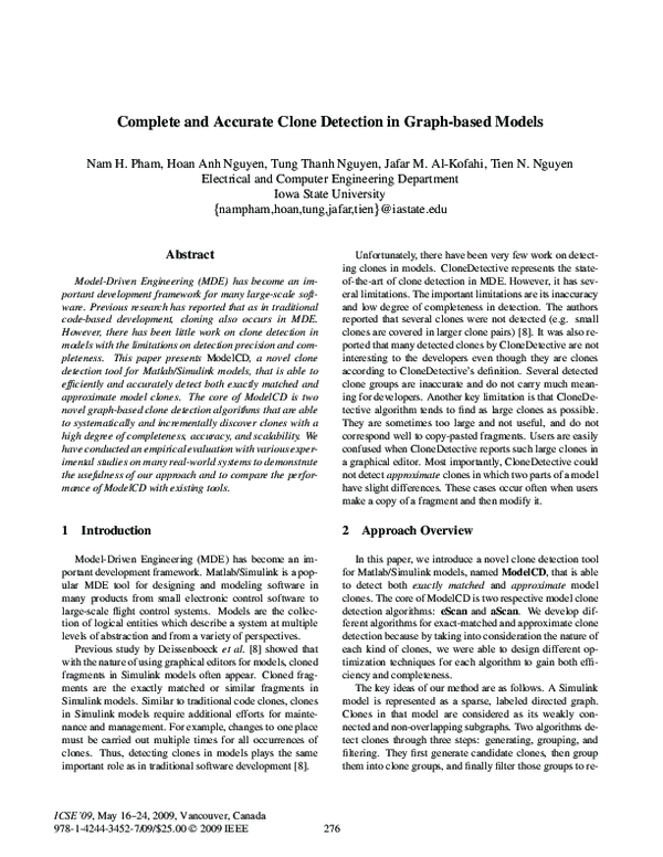 Pdf Complete And Accurate Clone Detection In Graph Based Models