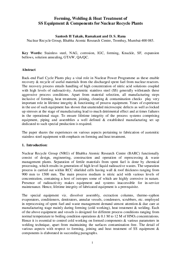 (PDF) Paper on Forming, Welding & Heat Treatment of SS Equip ...