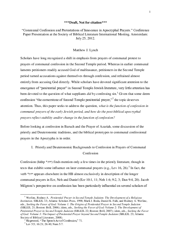 (PDF) Communal Confession and Protestations of Innocence in Apocryphal ...