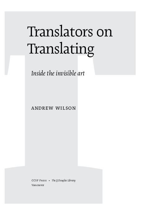 (PDF) Translators on Translating: Inside the Invisible Art