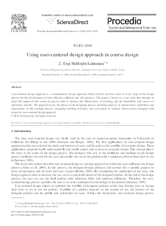 (PDF) Using user-centered design approach in course design