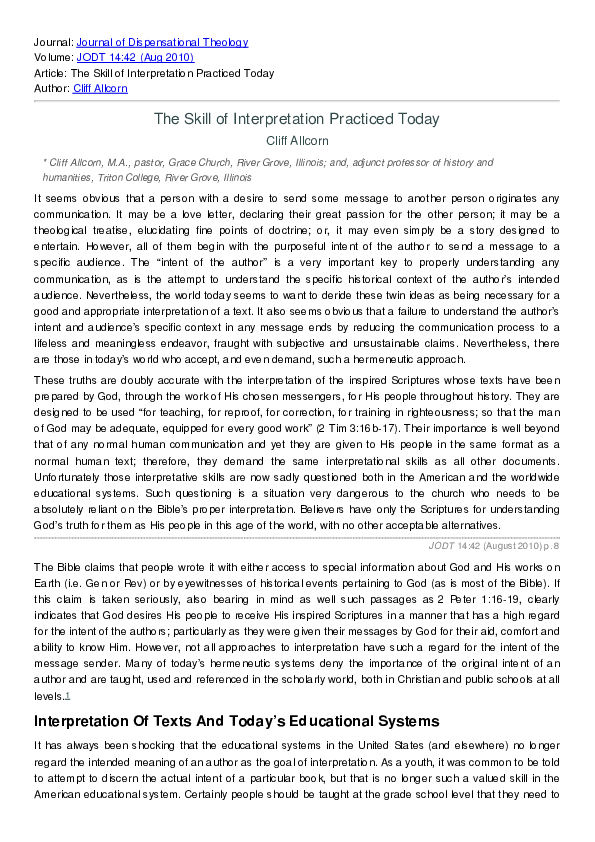 (PDF) The Skill of Interpretation Practiced Today