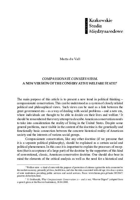 (PDF) COMPASSIONATE CONSERVATISM. A NEW VERSION OF THE CONSERVATIVE ...