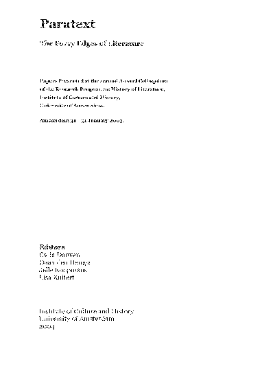 In and out of Fiction. Paratext and Fiction in Early Modern Spanish ...