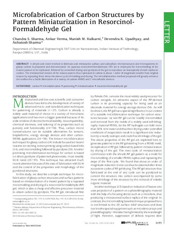 (PDF) Microfabrication of Carbon Structures by Pattern Miniaturization ...