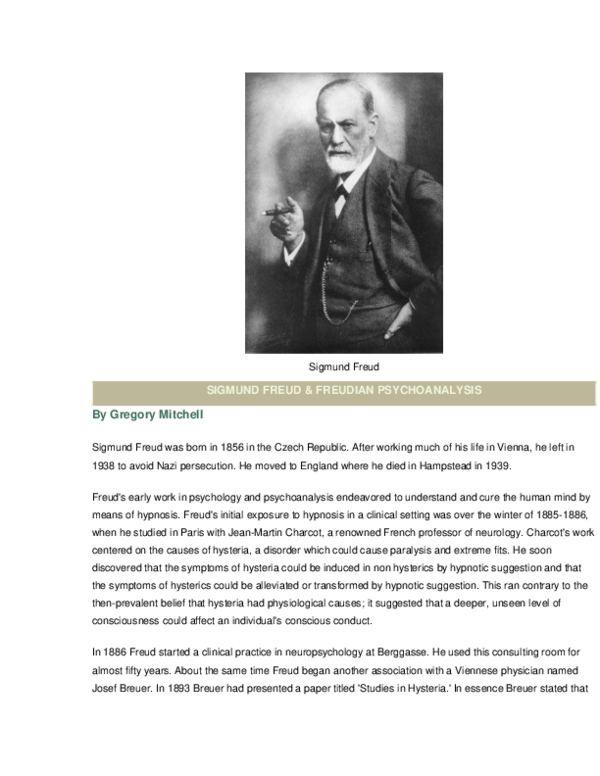 (DOC) Sigmund Freud notes of personality