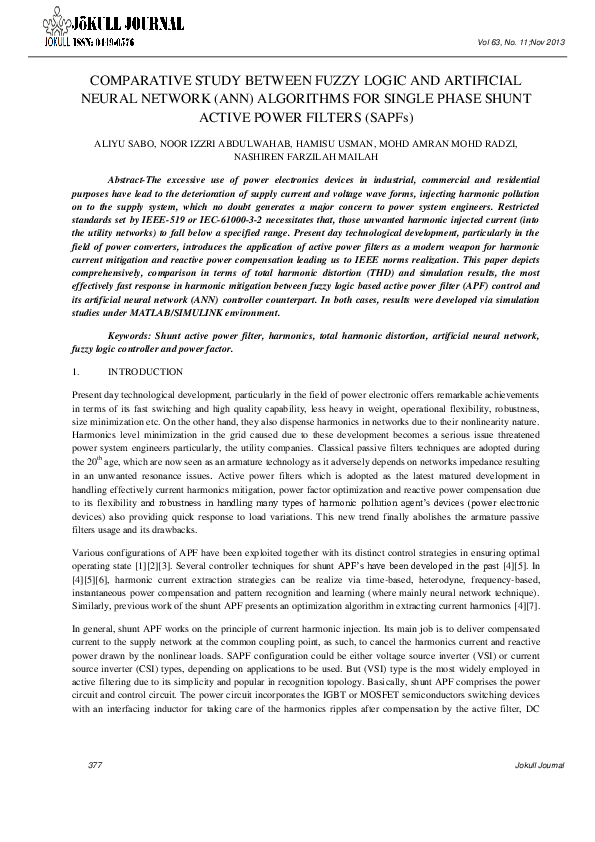 (PDF) COMPARATIVE STUDY BETWEEN FUZZY LOGIC AND ARTIFICIAL NEURAL NETWORK (ANN) ALGORITHMS FOR ...
