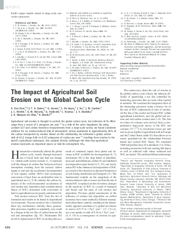 (PDF) The Impact of Agricultural Soil Erosion on the Global Carbon Cycle