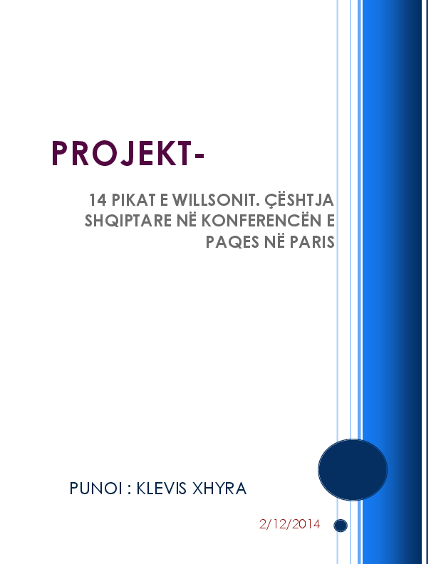 (DOC) PROJEKT - 14 PIKAT E WILLSONIT. ÇËSHTJA SHQIPTARE NË KONFERENCËN ...