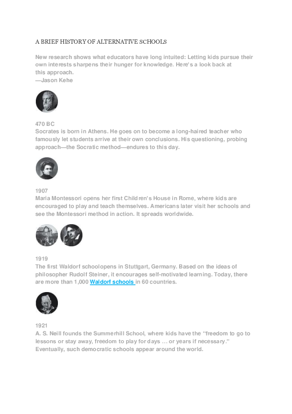 (DOC) A BRIEF HISTORY OF ALTERNATIVE SCHOOLS