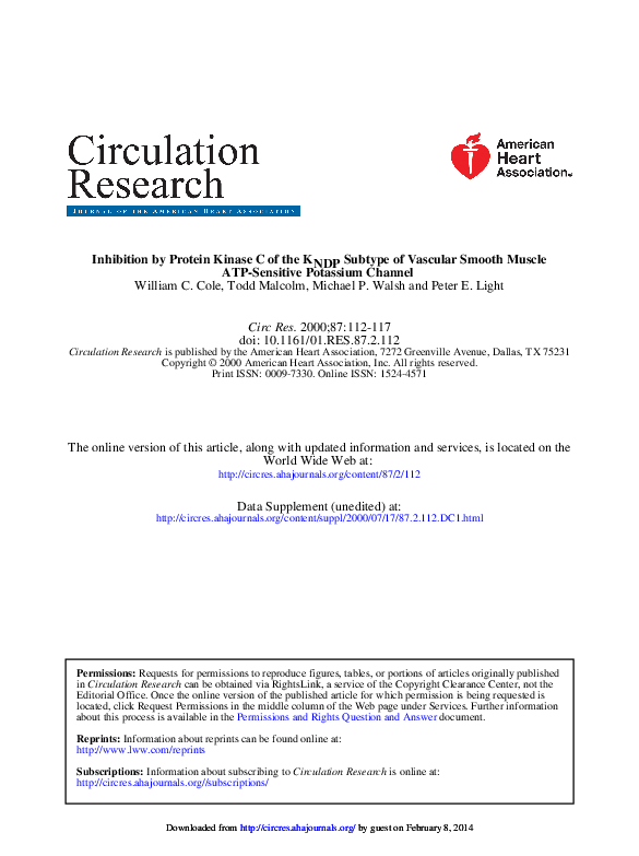 (PDF) Inhibition by Protein Kinase C of the KNDP Subtype of Vascular Smooth Muscle ATP-Sensitive ...