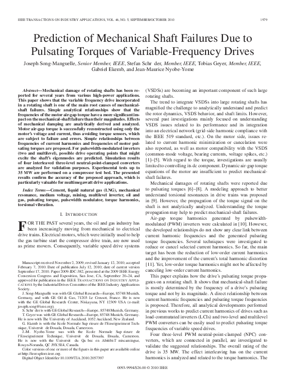 (PDF) Prediction of mechanical shaft failures due to pulsating torques ...