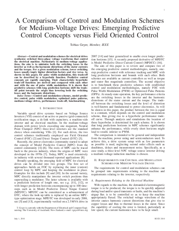 Pdf Gradient Based Predictive Pulse Pattern Control Of Medium Voltage Drives—part I Control