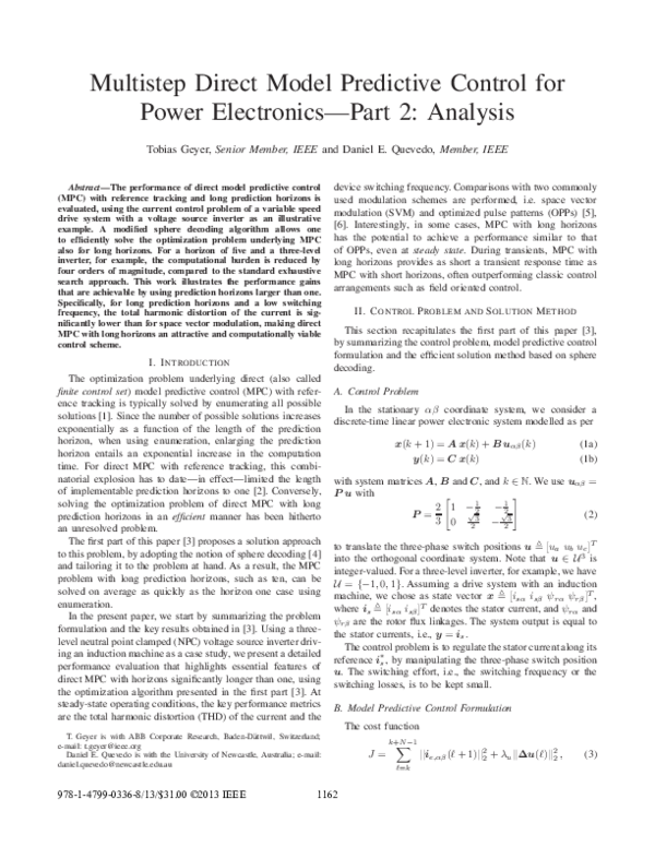(PDF) Multistep direct model predictive control for power electronics - part 2: Analysis