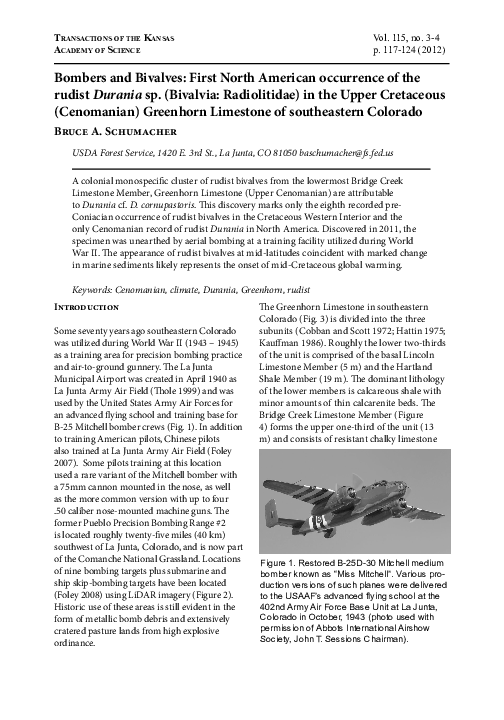 (PDF) Bombers and Bivalves: First North American Occurrence of the ...