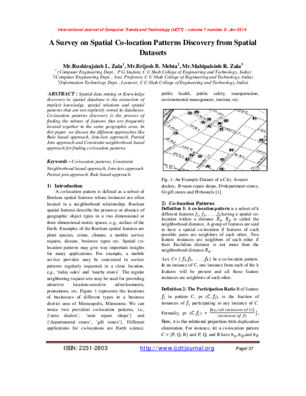 Pdf A Survey On Spatial Co Location Patterns Discovery From Spatial Datasets